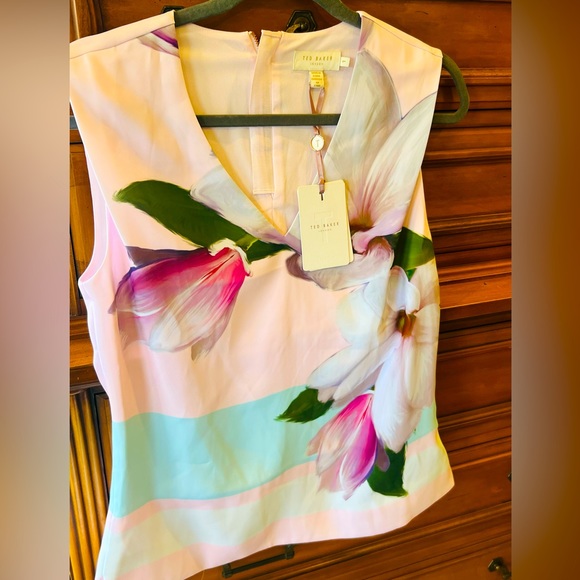 Ted Baker London | Tops | Ted Baker London Magnolia Stripe Floral Tunic ...